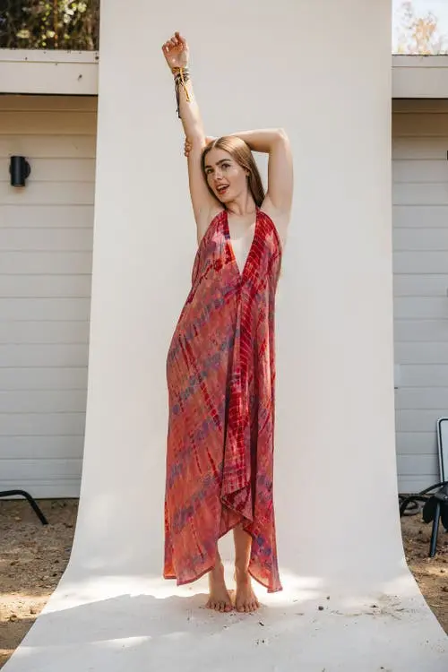 SUN CHILD Classic Silk Maxi Dress