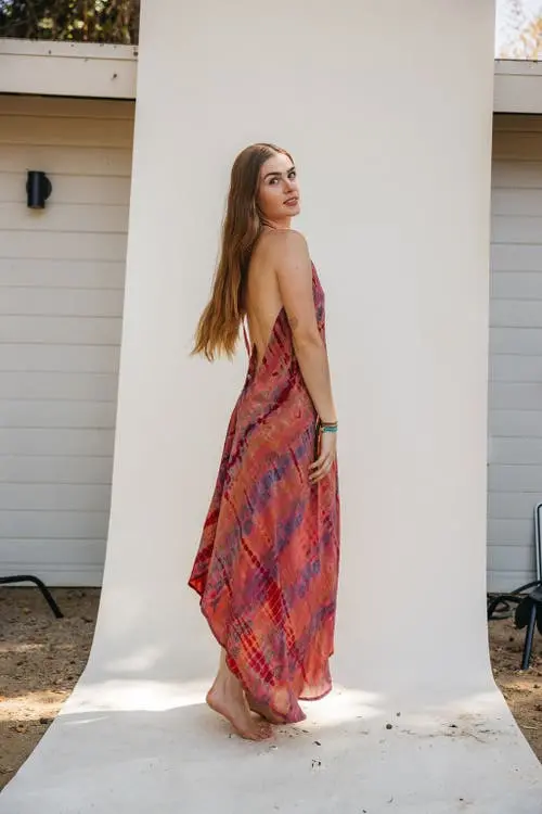 SUN CHILD Classic Silk Maxi Dress