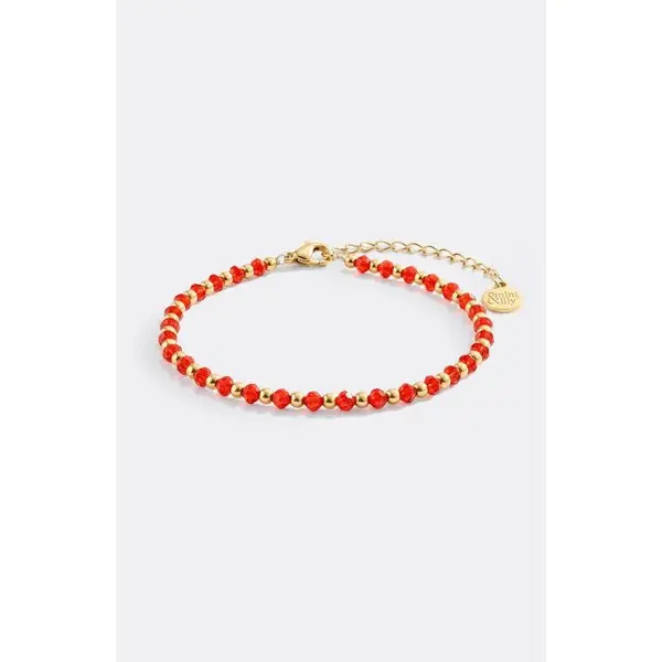 MINT & LILY Birthstone And Gold Bead Bracelet - July Ruby