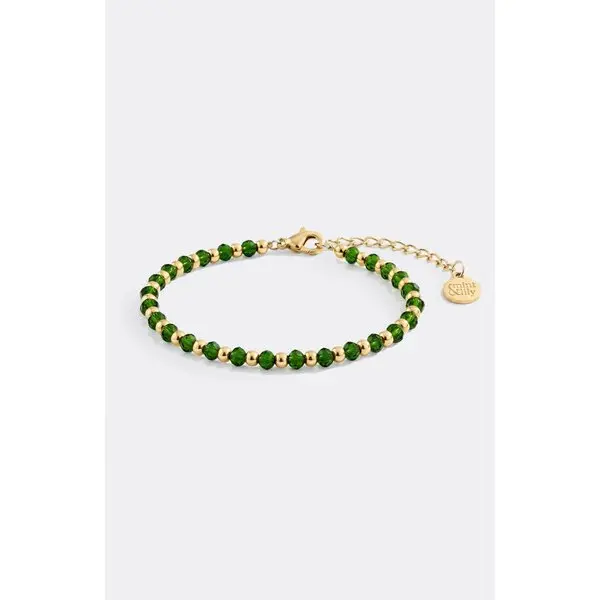 MINT & LILY Birthstone And Gold Bead Bracelet - May Emerald