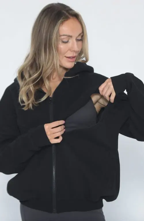 SWEAT & MILK Isabella Organic Full Zip Hoodie - Noir