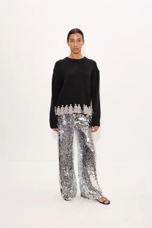 SIMONMILLER Roni Metallic Tassel Sweater - Black/satellite Silver