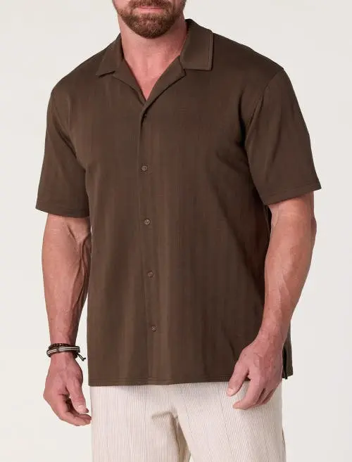 NAUTICA Big & Tall Piquã© Jacquard Button-front Polo Shirt