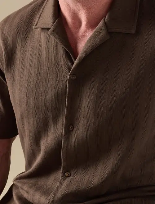 NAUTICA Big & Tall Piquã© Jacquard Button-front Polo Shirt