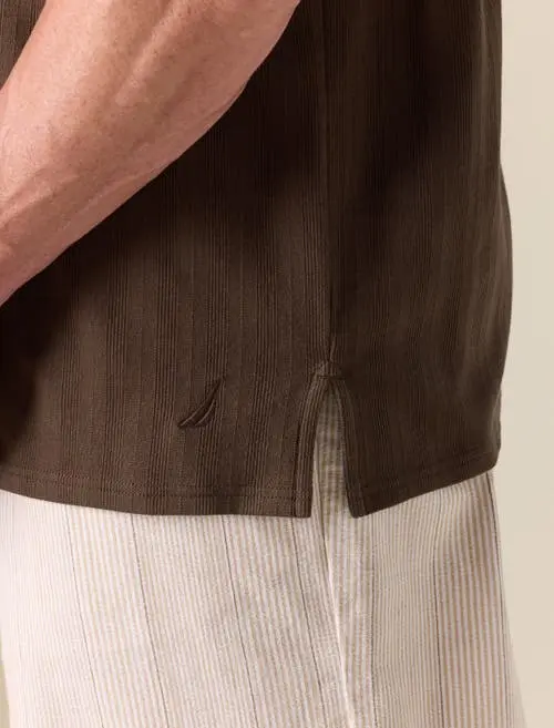 NAUTICA Big & Tall Piquã© Jacquard Button-front Polo Shirt