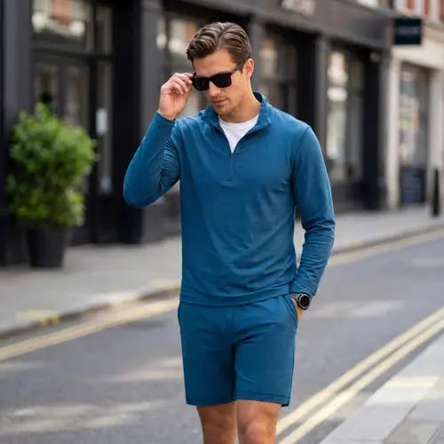 JACK ARCHER Clubhouse Range Quarter-zip - Pacific Blue