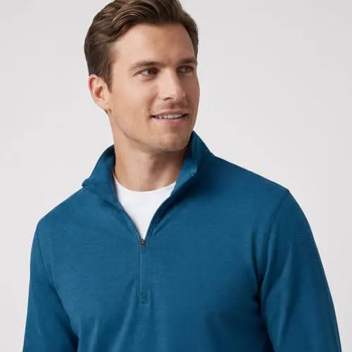 JACK ARCHER Clubhouse Range Quarter-zip - Pacific Blue