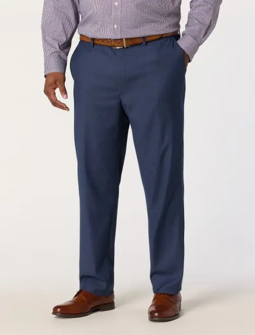 OAK HILL BY DXL Big & Tall Waist Relaxer Herringbone Pinstripe Suit Pants - Blue