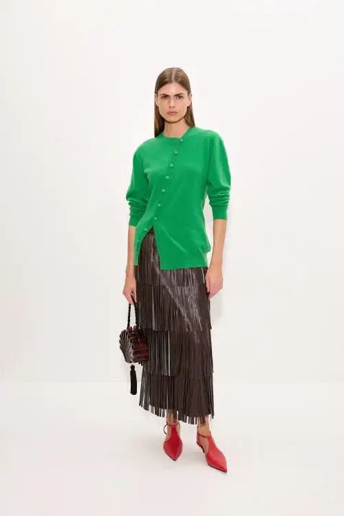 SIMONMILLER Za Za Vegan Leather Fringe Skirt - Dark Choco Brown