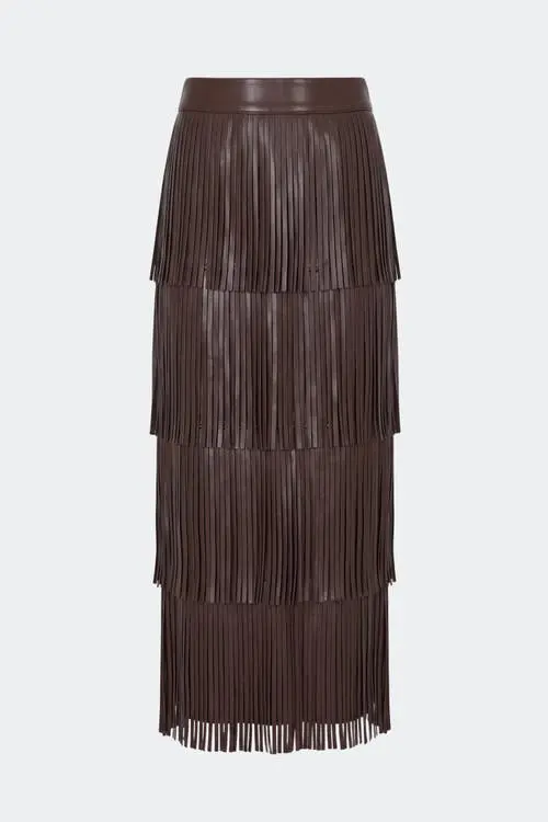 SIMONMILLER Za Za Vegan Leather Fringe Skirt