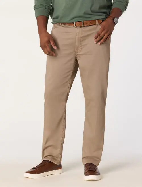TRUE NATION BY DXL Athletic Fit 5-pocket Stretch Cotton Pants - Brindle