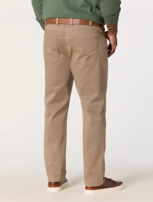 TRUE NATION BY DXL Athletic Fit 5-pocket Stretch Cotton Pants - Brindle