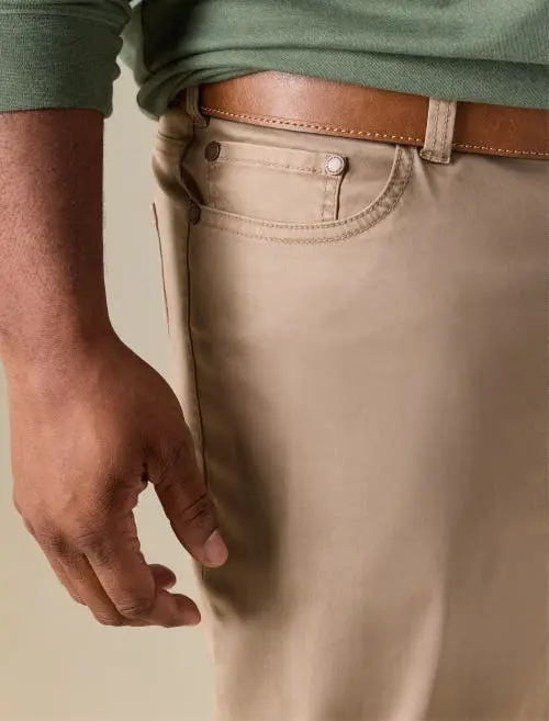 TRUE NATION BY DXL Athletic Fit 5-pocket Stretch Cotton Pants - Brindle