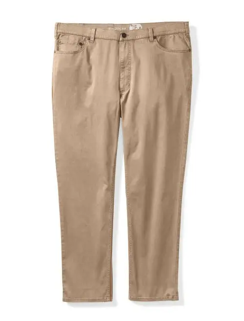 TRUE NATION BY DXL Athletic Fit 5-pocket Stretch Cotton Pants - Brindle