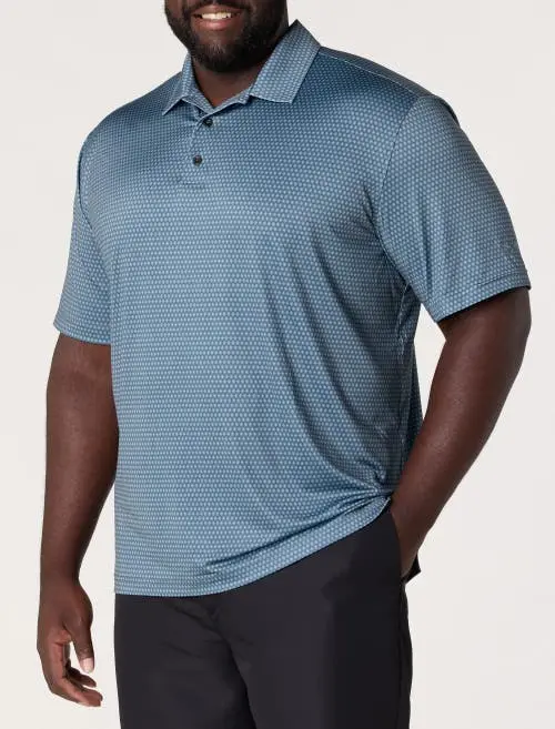REEBOK Big & Tall Geometric Print Performance Polo Shirt V2 - Almost Black Multi