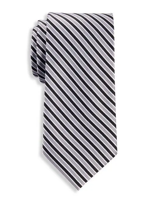 OAK HILL BY DXL Big & Tall Striped Tie - Grey