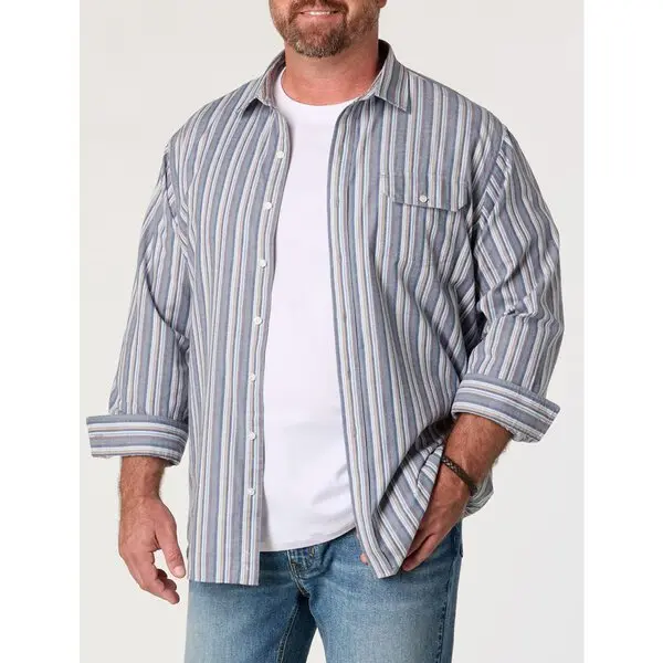 TRUE NATION BY DXL Big & Tall Multi Striped Sport Shirt