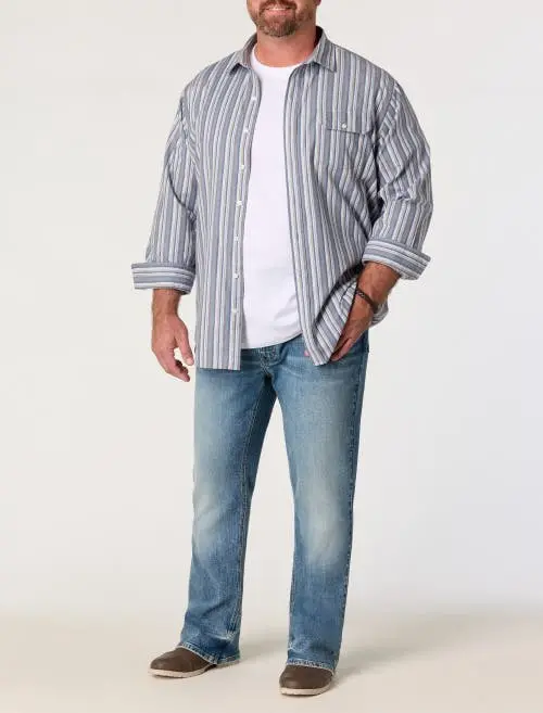 TRUE NATION BY DXL Big & Tall Multi Striped Sport Shirt