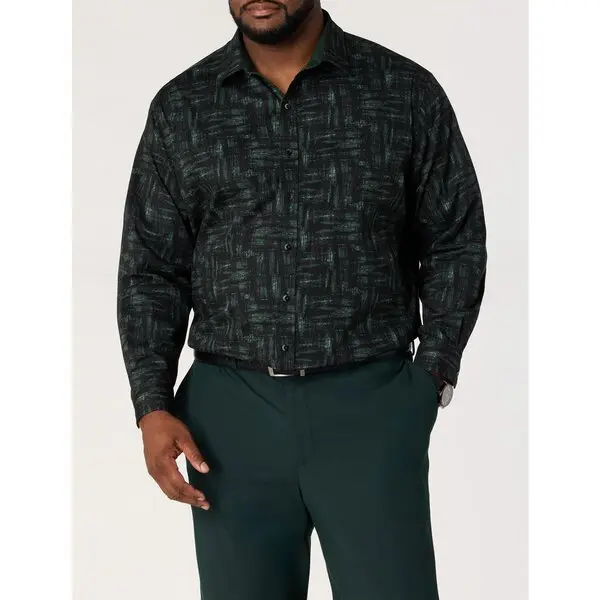 SYNRGY BY DXL Big & Tall Brush Stroke Sport Shirt - Black
