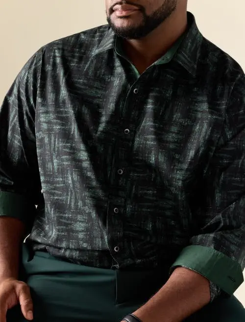 SYNRGY BY DXL Big & Tall Brush Stroke Sport Shirt - Black
