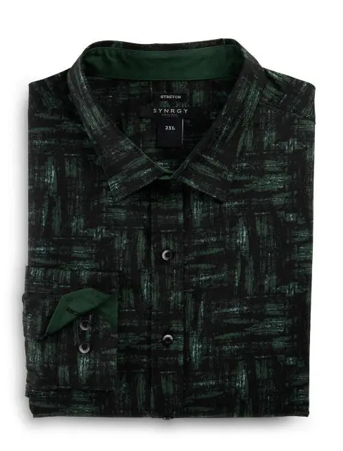 SYNRGY BY DXL Big & Tall Brush Stroke Sport Shirt - Black