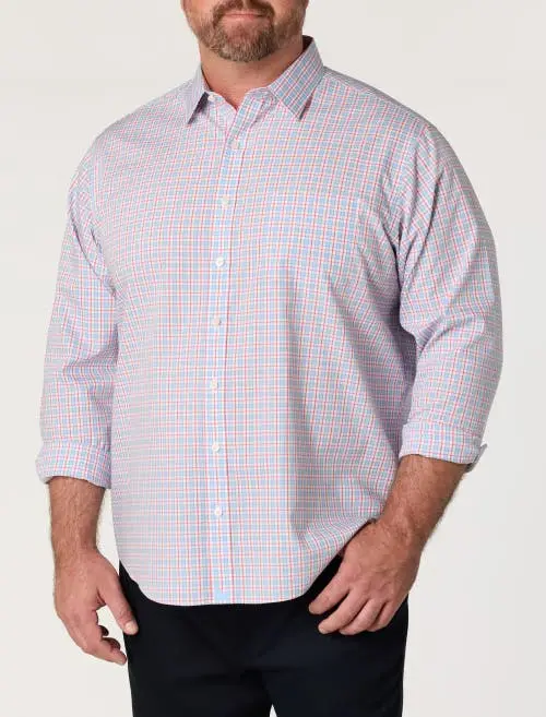 UNTUCKIT FIT BY DXL Big & Tall Ridgewell Plaid Sport Shirt - Blue Red