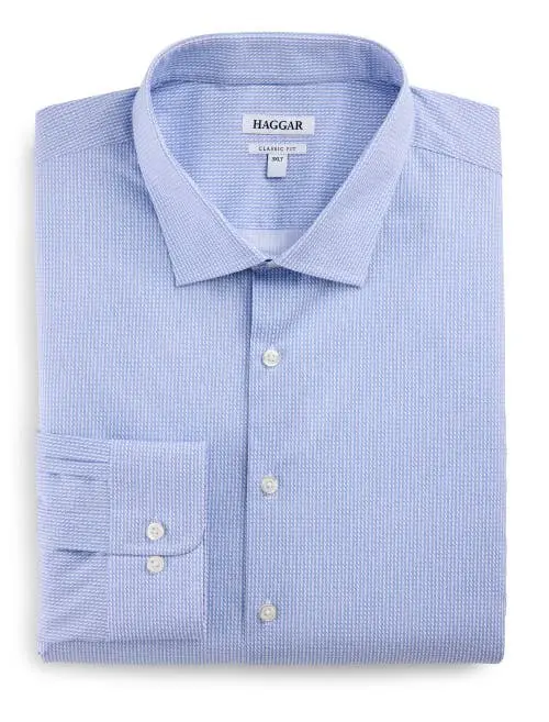 HAGGAR Big & Tall Micro Geometric Patterned Wrinkle-free Dress Shirt