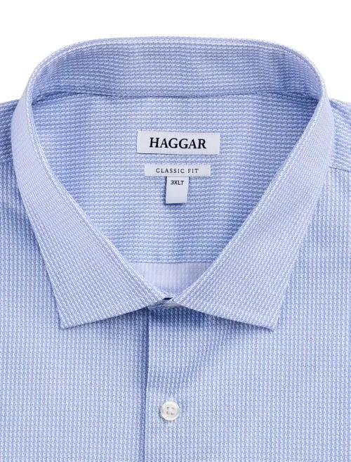 HAGGAR Big & Tall Micro Geometric Patterned Wrinkle-free Dress Shirt