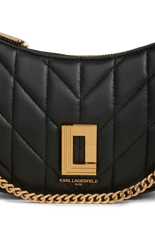 Karl Lagerfeld Paris Quilted Calfskin Leather Demi Bag With Chain Strap