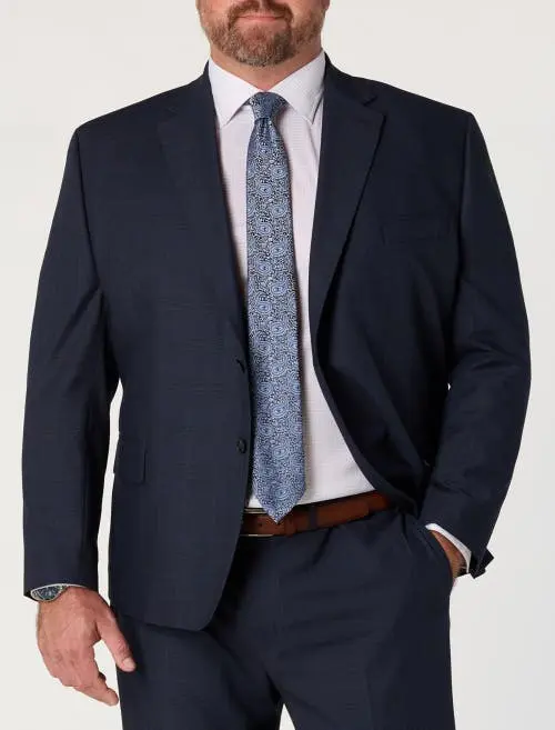 Michael Kors Big & Tall Houndstooth Windowpane Suit Jacket - Blue