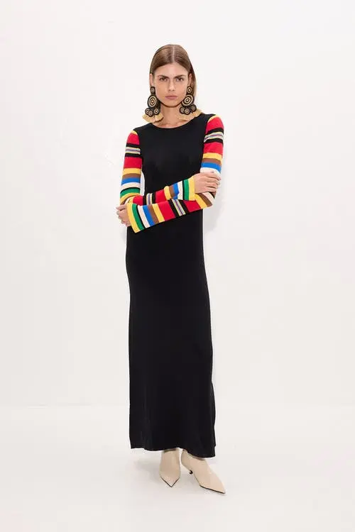 SIMONMILLER Adri Knit Maxi Dress - Black/multi Stripe