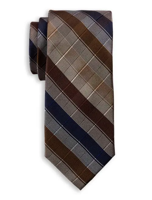 HAGGAR Plaid Neck Tie - Brown