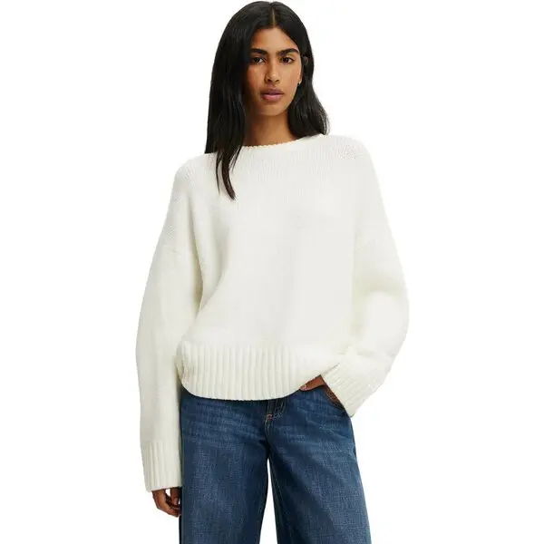 COTTON ON Luxe Crew Neck Sweater - Lofty White