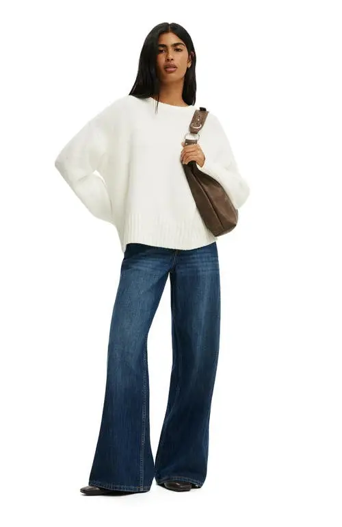 COTTON ON Luxe Crew Neck Sweater - Lofty White