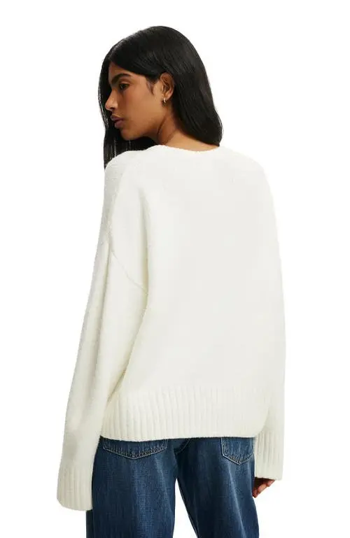 COTTON ON Luxe Crew Neck Sweater - Lofty White
