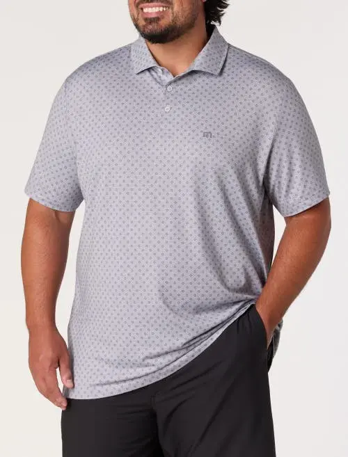 TRAVISMATHEW FIT BY DXL Big & Tall Final Drive Geometric Polo Shirt - Heather Grey