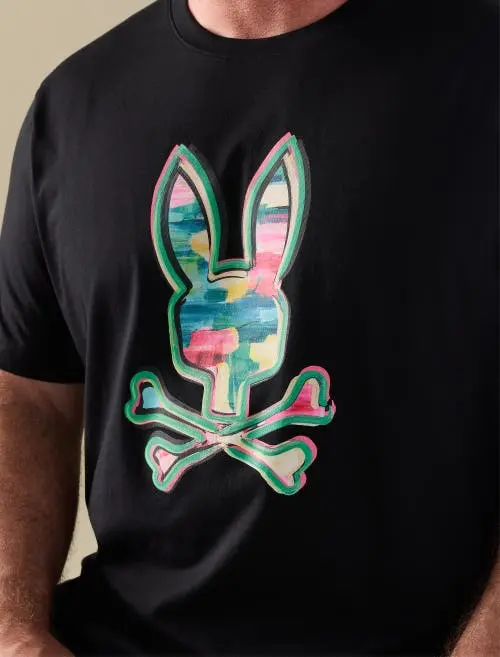 Psycho Bunny Big & Tall Nate Graphic Tee - Black