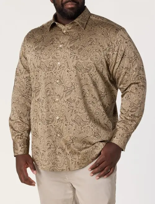ROBERT GRAHAM BY DXL Big & Tall Hudson Sport Shirt - Khaki