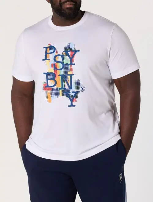 Psycho Bunny Big & Tall Wes Graphic Tee - White