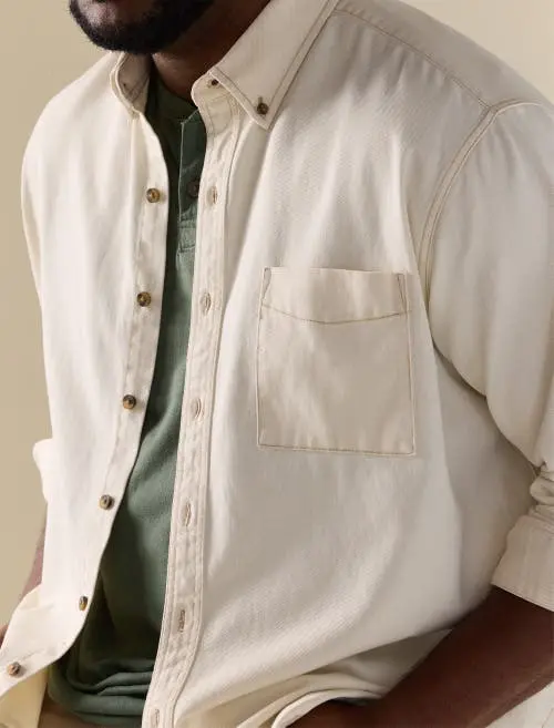 TRUE NATION BY DXL Big & Tall Twill Shirt Jacket - Ivory