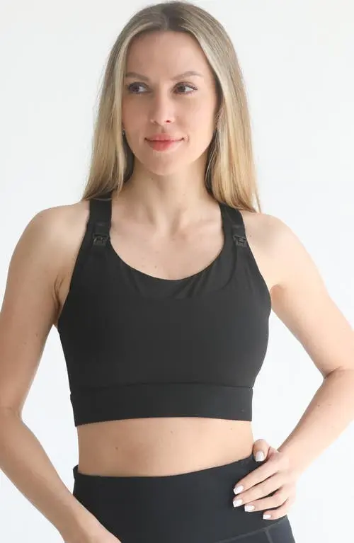 SWEAT & MILK Venice High Impact Full Coverage Nursing Sports Bra - Noir