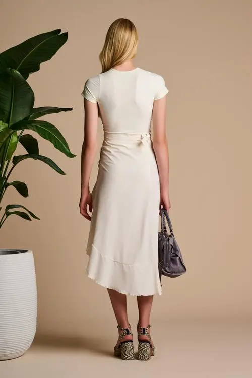 Coolibar Ruffle Wrap Skirt - Vanilla