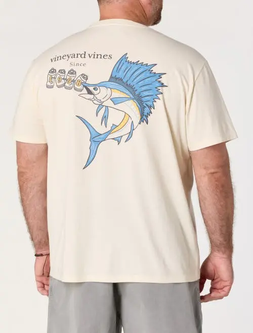 Vineyard Vines Big & Tall Since 1998 Beer Can Pocket T-shirt - Marshmellow