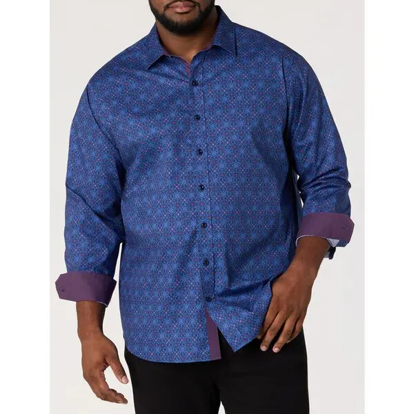 SYNRGY BY DXL Big & Tall Medallion Print Sport Shirt V2 - Peacoat Multi