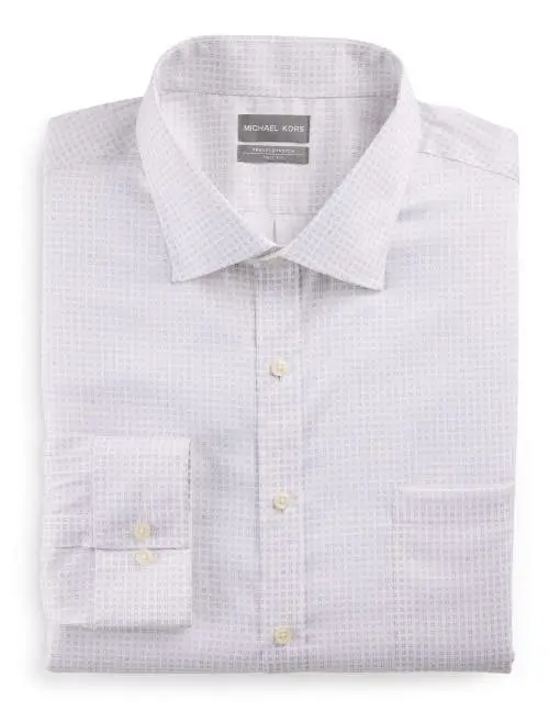 Michael Kors Big & Tall Micro Starburst Pattern Performance Dress Shirt - Grey Multi