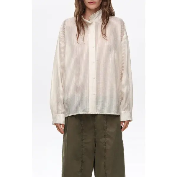 Bimba Y Lola Striped Band Collar Shirt