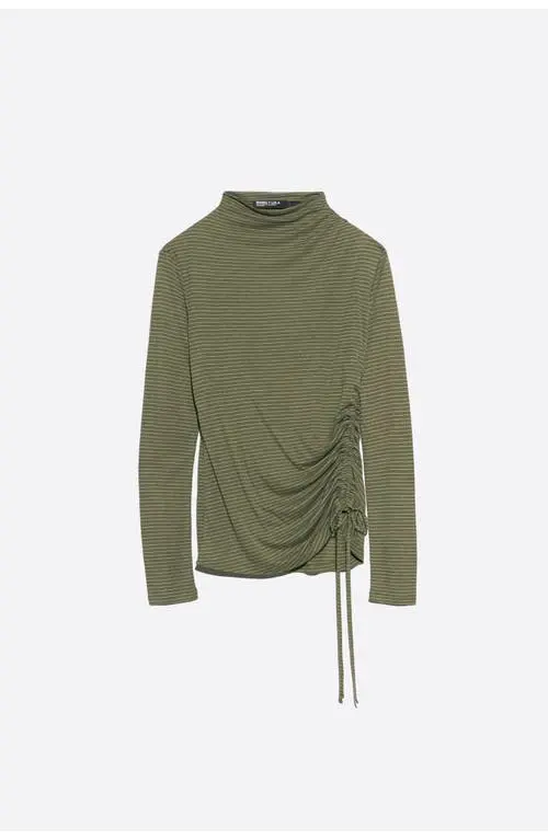 Bimba Y Lola Striped Ruched Fluid T-shirt