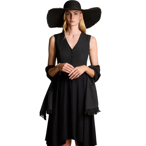 Coolibar Monroe 2.0 Midi Dress With Mother Of Pearl Buttons - Black