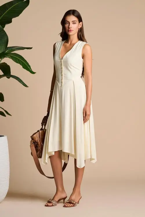Coolibar Monroe 2.0 Midi Dress - Vanilla
