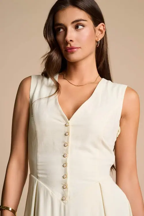 Coolibar Monroe 2.0 Midi Dress - Vanilla
